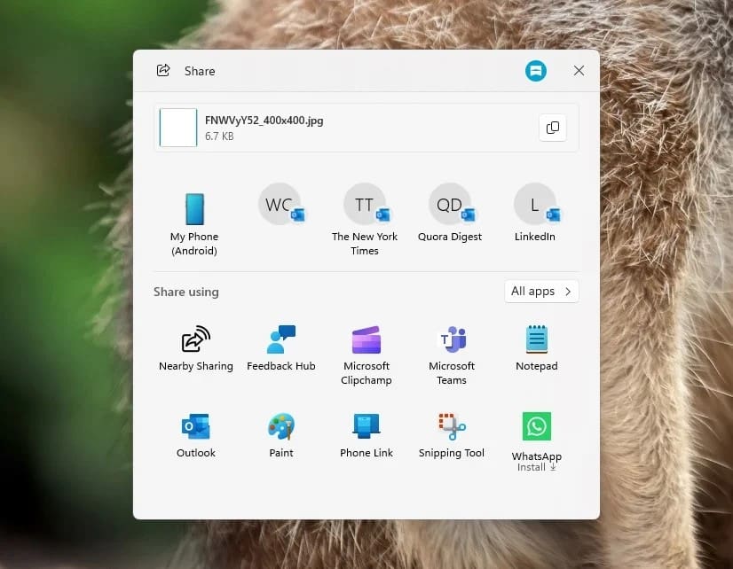 Windows 11 primește un buton de Share universal, ca pe mobil