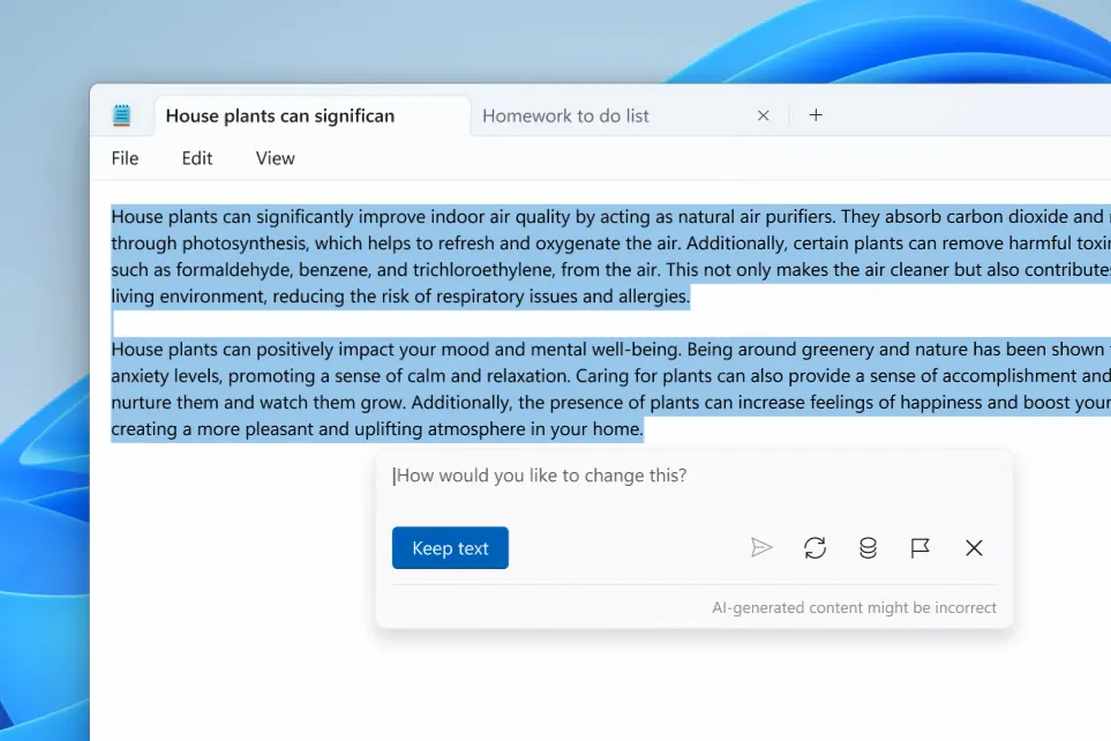 Notepad primește funcții AI, nu doar Paint
